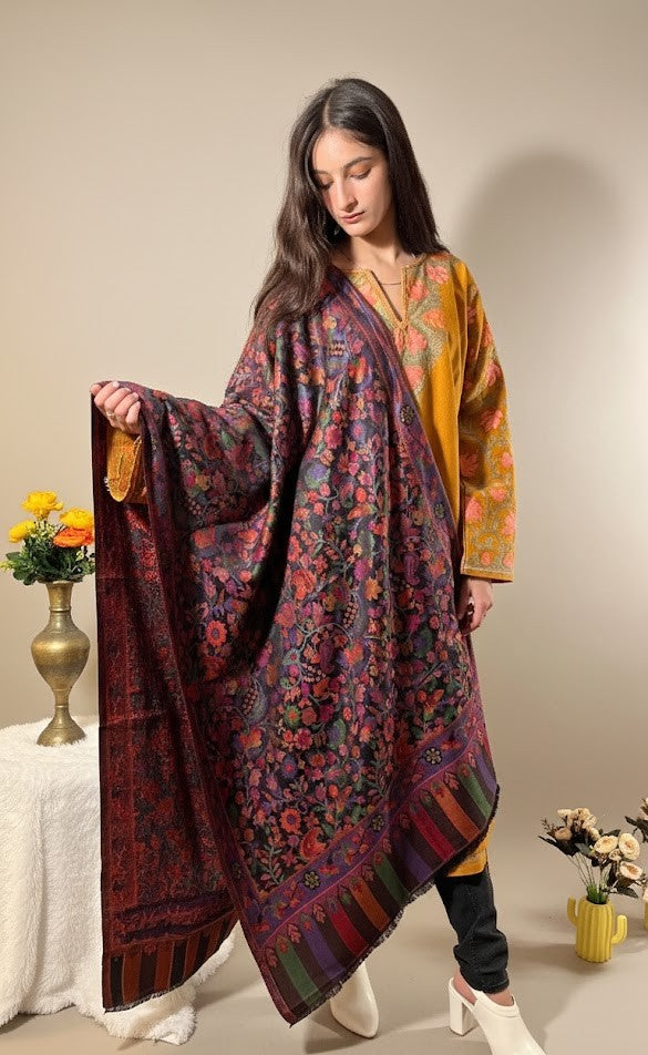 Al-Azhar kani shawl - Midnight Floral – SAMR threads